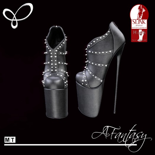 Second Life Marketplace - Afantasy HIGH SLINK Black Rivet Platform Booties