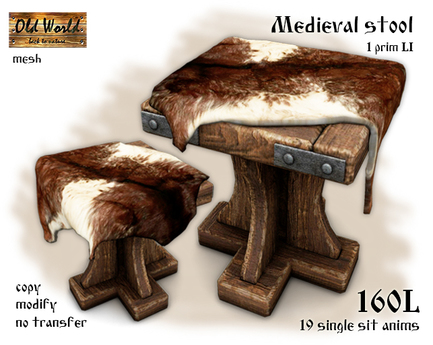 Second Life Marketplace - Medieval stool v2 with fur - Old World ...