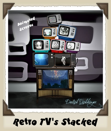 Second Life Marketplace - Retro TV's Stacked ~ Animated (GIF) Screens