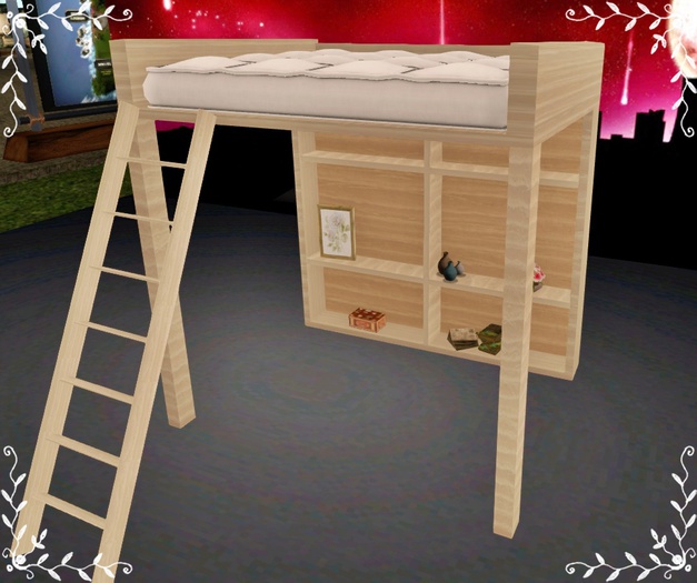 Second Life Marketplace - Loft Bed- V.1 - Light Oak By Needful Things