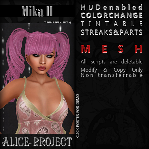 Second Life Marketplace - *AP* Alice Project Mika II Glitter/Rainbow Streaks - Natural Red