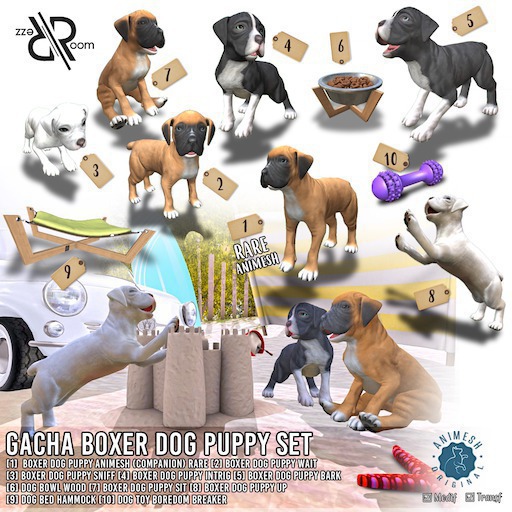 Second Life Marketplace - [Rezz Room] Pack Boxer Dog Puppy Intrig