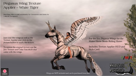 Second Life Marketplace - Valkyrie Designed - Tiger White Jinx Pegasus ...