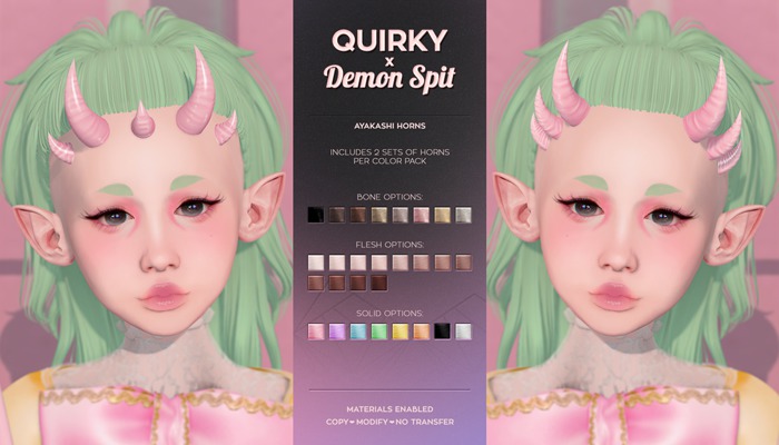 Second Life Marketplace - .Quirky. x Demon Spit - Ayakashi Horns - ALL ...