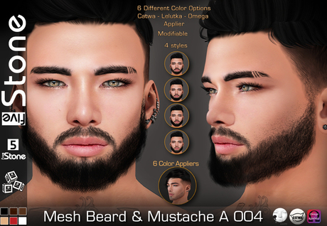 Second Life Marketplace - Five Stone Mesh Beard A 004 BLONDE