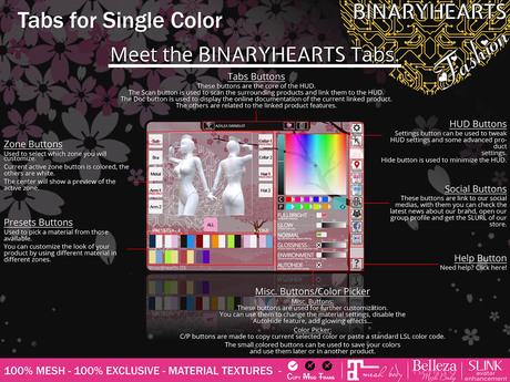 Second Life Marketplace - BINARYHEARTS - AZALEA Swimsuit (Arlequin)