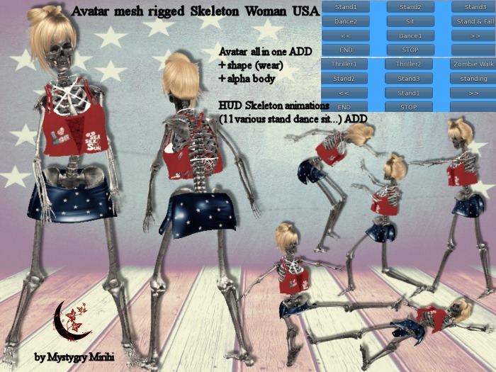 Second Life Marketplace - Avatar skeleton woman mesh rigged with HUD 11 ...