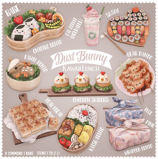 Second Life Marketplace - dust bunny . kawaii lunch . wrapped bento . blue