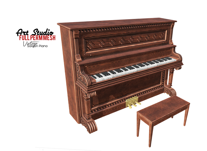Second Life Marketplace - Art Studio.FULL PERM \\ Vintage Saloon Piano