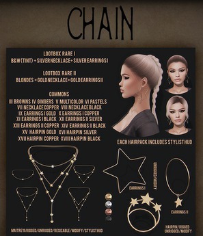 Second Life Marketplace - #13 CHAIN - Luminary - Earrings II - Copper