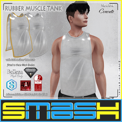 Second Life Marketplace - SMASH - Rubber Muscle Tank (Concrete)