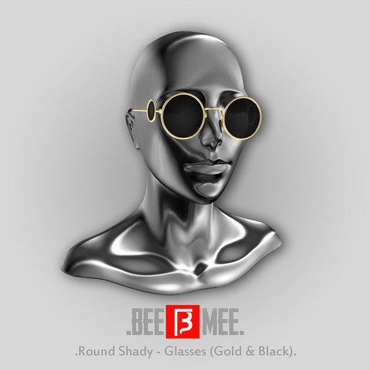 Second Life Marketplace - .BEEMEE. Round Shady Glasses (Gold & Black)