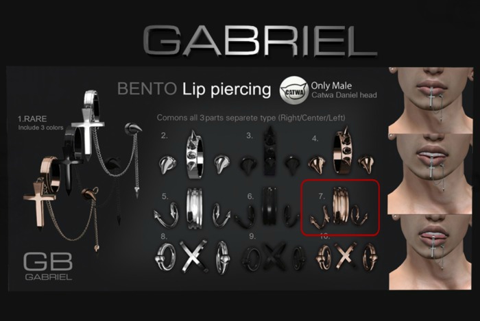Second Life Marketplace - ::GB:: Lip Piercing (Catwa Daniel) Copper - #7