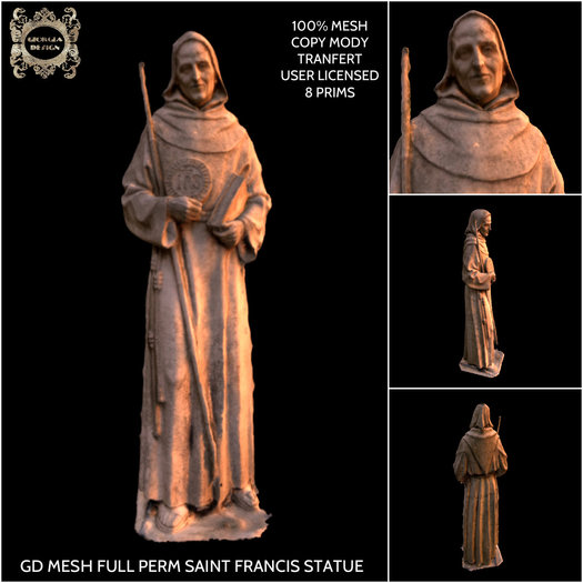 Second Life Marketplace - GD MESH FULL PERM SAINT FRANCIS STATUE