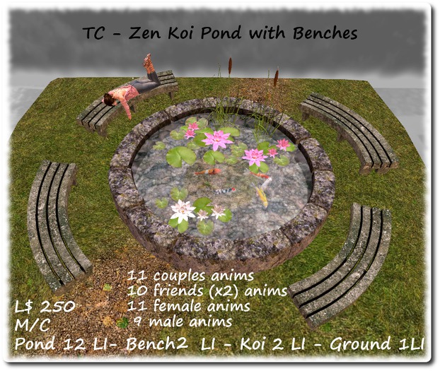 Second Life Marketplace - TC - Zen Koi Pond with Benches