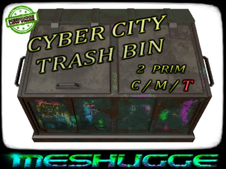Second Life Marketplace - [GG] Cyber City Trash Bin Boxed