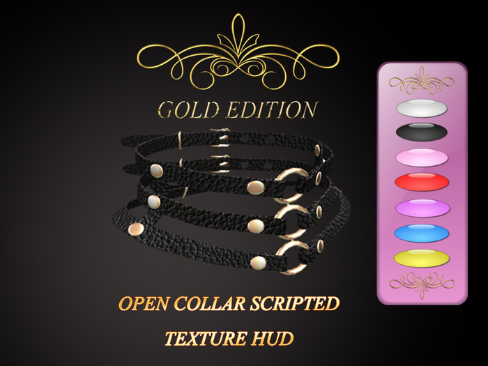 Second Life Marketplace - OpenCollar 2 Tripple Leather Collar Gold