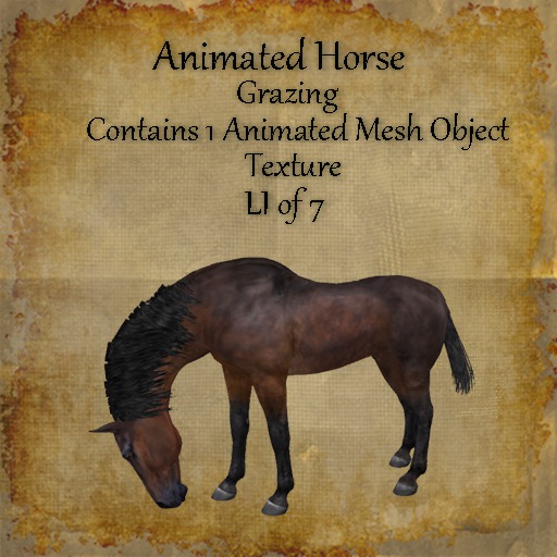 Second Life Marketplace - Bad Katz Animated Horse Grazing