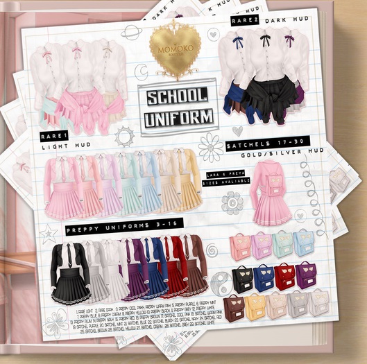 Second Life Marketplace - {Momoko} Preppy uniform -Freya - Warm Pink 4