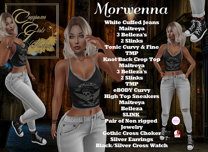 Second Life Marketplace - !CGF-*Morwenna* White Complete Jeans Outfit