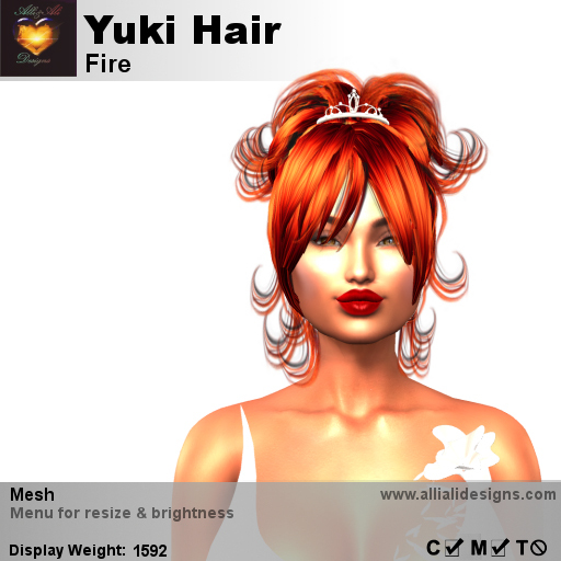 Second Life Marketplace - A&A Yuki Hair Fire V2, boxed
