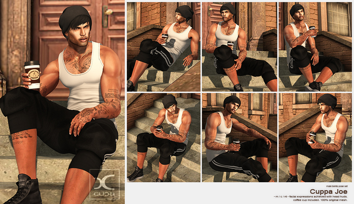 Second Life Marketplace - [..::CuCa Designs::..] Cuppa Joe - Bento Pose Set