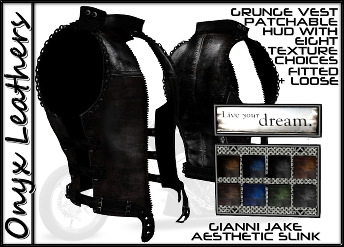 Second Life Marketplace - Patchable Grunge vests eight texture choices ...