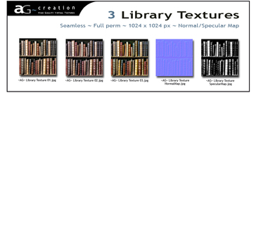 Second Life Marketplace - ~AG~ Creation ~ 3 Library Textures Full Perm