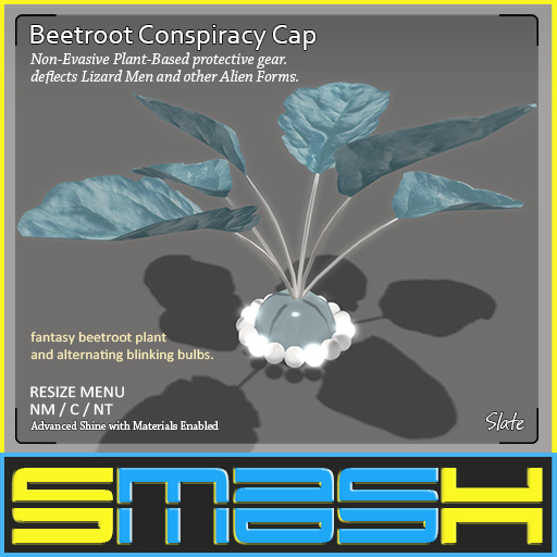 Second Life Marketplace - SMASH - Beetroot Conspiracy Cap (Slate)