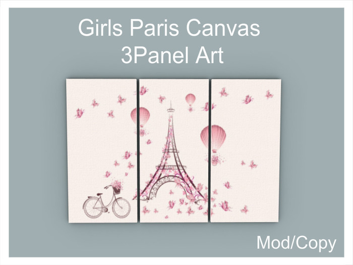 Second Life Marketplace - *CC* Girls Paris Canvas 3Panel Art