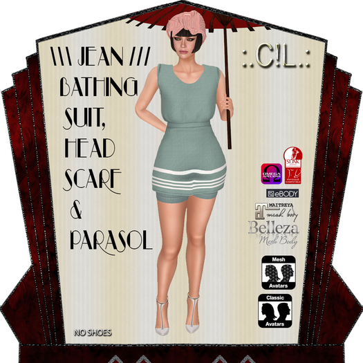 Second Life Marketplace - :.C!L.: Jean Verdigris Knit Bathing Suit ...