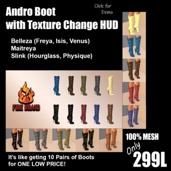 Second Life Marketplace - [Fire Brand] Andro Boot w/HUD - Mesh-Boxed