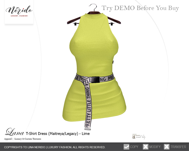 Second Life Marketplace - ~Nerido~ Lana T-Shirt Dress/String(Maitreya ...