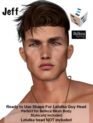 Second Life Marketplace - JLT - JEFF SHAPE LELUTKA GUY HEAD - BELLEZA