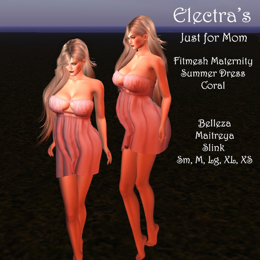 Second Life Marketplace Jfm Fitmesh Maternity Summer Dress Coral