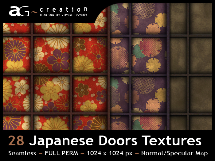 Second Life Marketplace - ~AG~ Creation ~ 28 Japanese Doors Textures ...