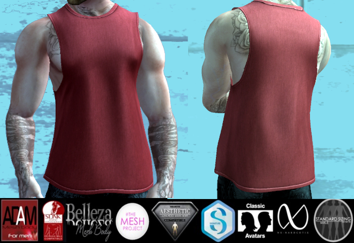 Second Life Marketplace - Red Muscle Shirt - Mesh and Classic Bodies