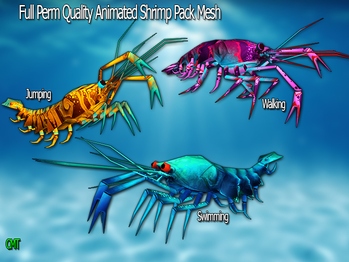 Second Life Marketplace - Full Perm Quality Animated Shrimp Pack Mesh