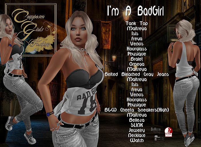 Second Life Marketplace Cgf Im A Badgirl Jeans Outfit