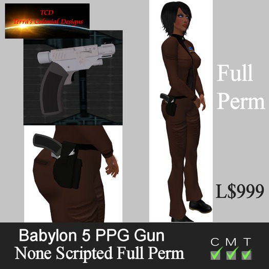 Second Life Marketplace - Full Perm Babylon 5 PPG Gun/Holster