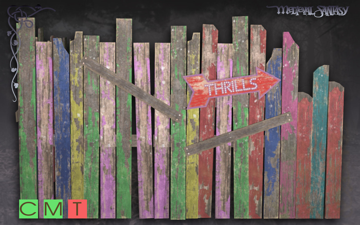 Second Life Marketplace - [MF] Mesh multicolor creepy carnival fences ...
