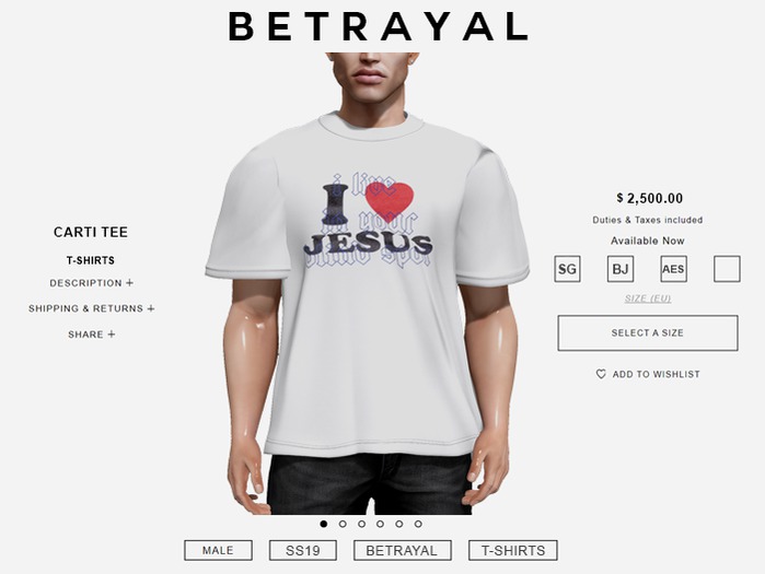 Second Life Marketplace - BETRAYAL. Carti Tee JESUS Jake, Gianni, Aesthetic