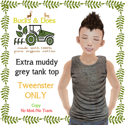 Second Life Marketplace - [Bucks & Does] Extra muddy grey tanktop ...