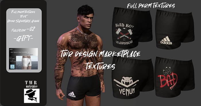Second Life Marketplace - ::TWR:: 4 TEXTURE to fit BOXER Full Perm