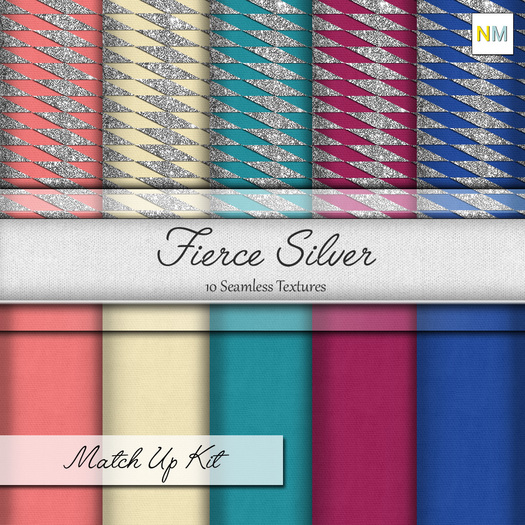 Second Life Marketplace - Fierce Silver Matchup Kit 10 Seamless Textures NM