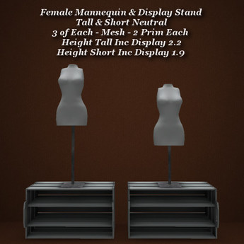 Second Life Marketplace - Female Mannequin & Display Stand Tall & Short ...