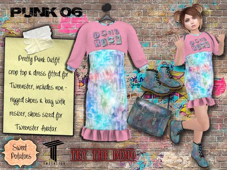 Second Life Marketplace - Pretty Punked Outfit for Tweenster - Punk 06