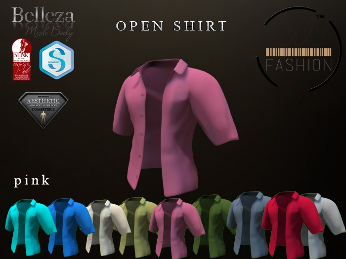 Second Life Marketplace - The Mens Open Shirt Pink