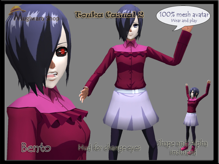 Second Life Marketplace Avatar Touka Casual 2 Tokyo Ghoul 100 Mesh