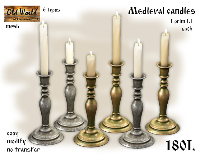 Second Life Marketplace - Set of medieval candles v1 - Old World ...